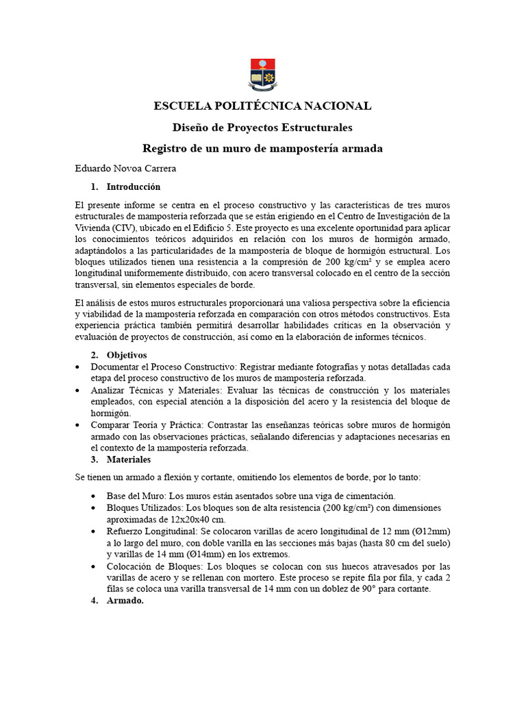 Deber 15 - Eduardo Novoa | PDF | Albañilería | Hormigón