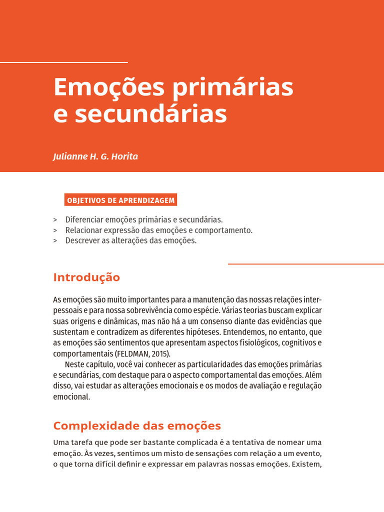 Diferenças entre Emoções Primárias e Secundárias | PDF | Emoções ...