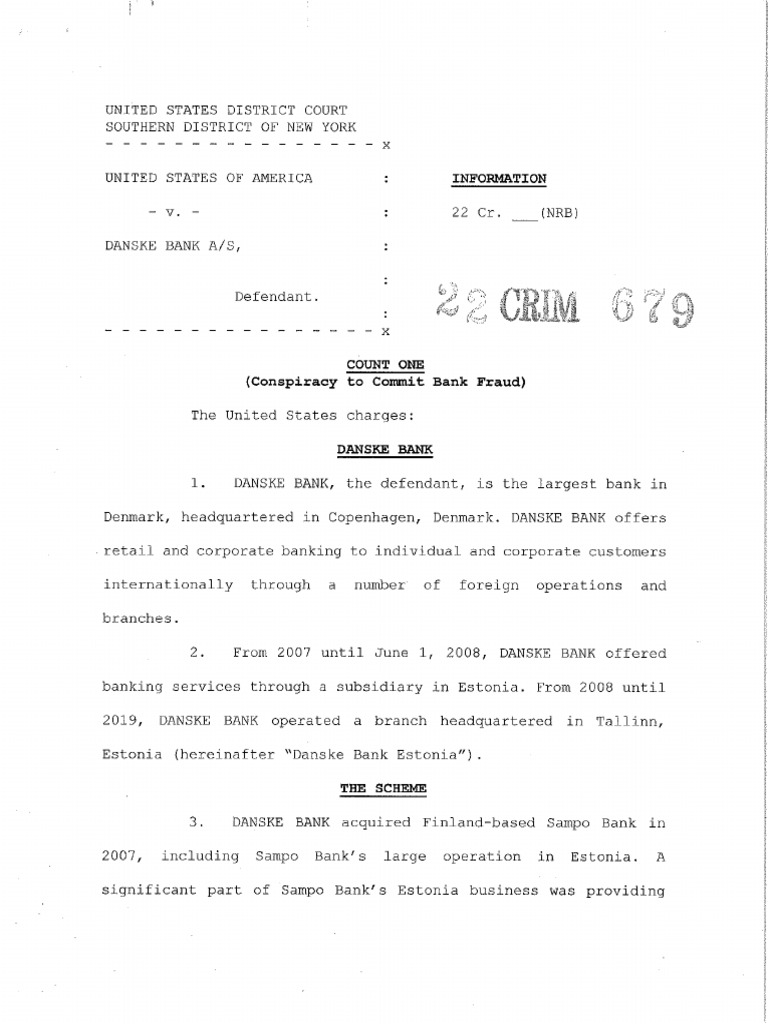 Danske Bank Conspiracy: Bank Fraud Case | PDF | Regulatory Compliance ...