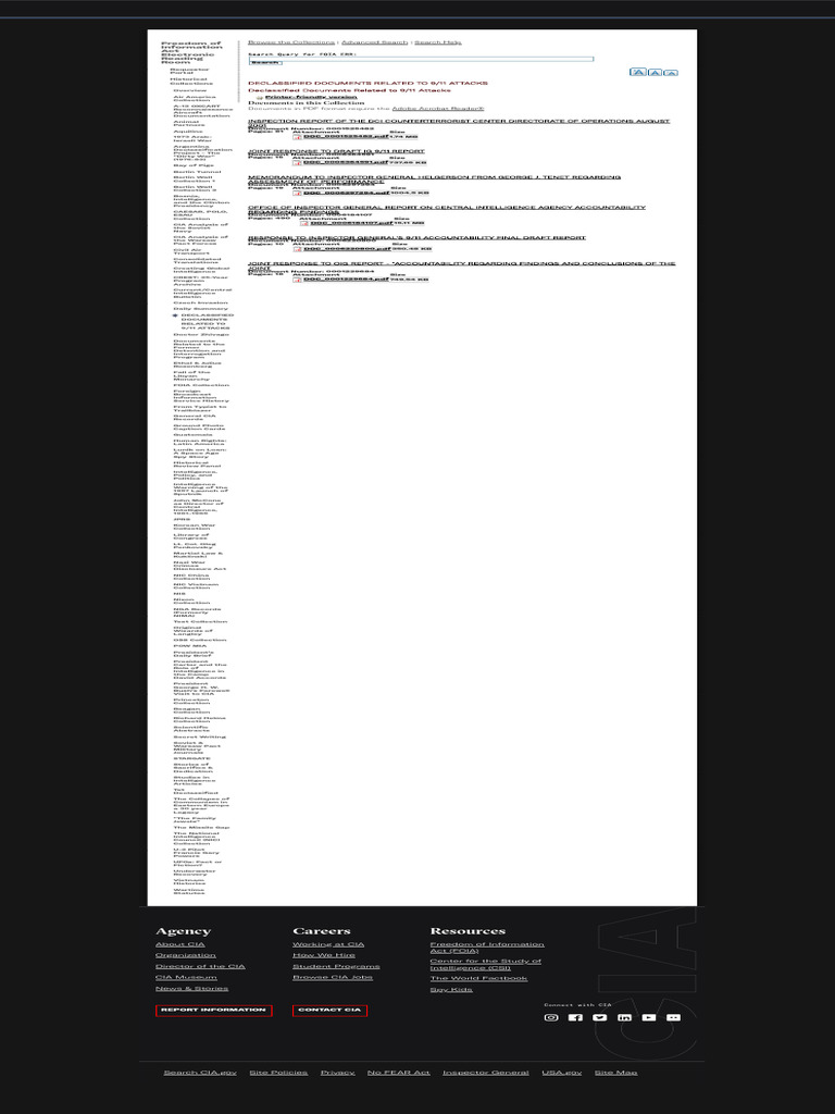 DECLASSIFIED DOCUMENTS RELATED TO 9 - 11 ATTACKS - CIA FOIA (Foia - Cia ...