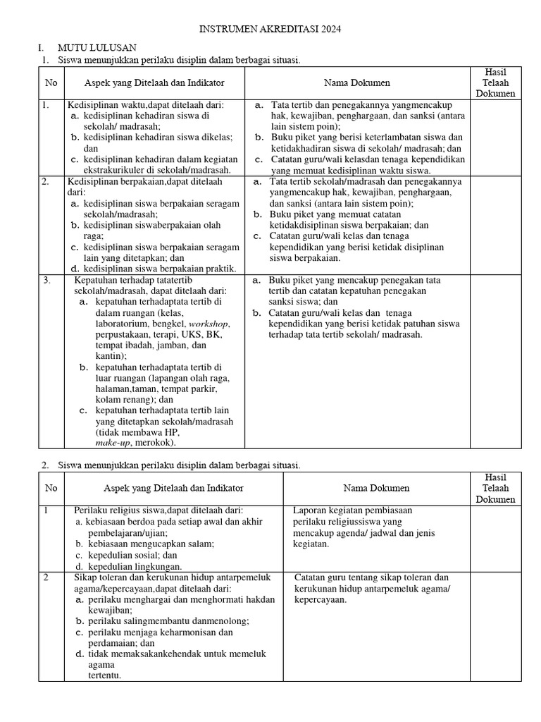 Instrumen Akreditasi 2024 | PDF
