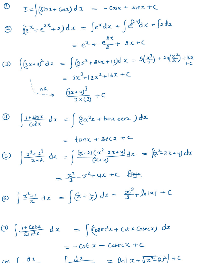 Indefinite Integration Assignment 1 Solution | PDF
