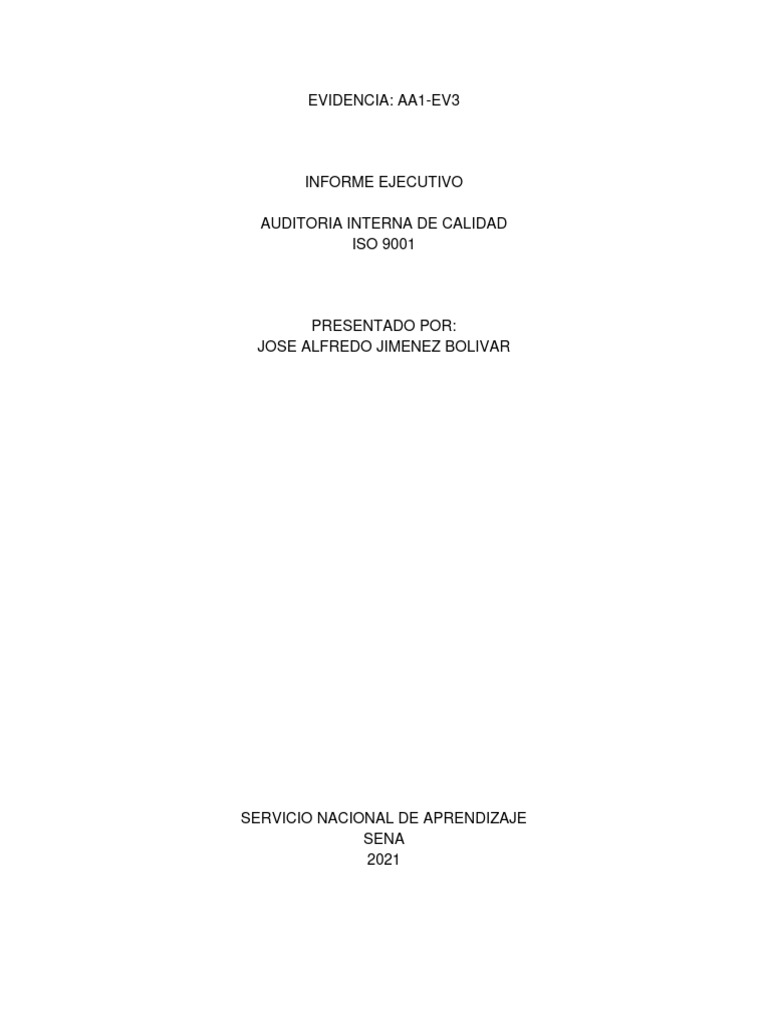 EVIDENCIA - AA1 - EV3 - Infome Ejecutivo - Jose Alfredo Jimenez | PDF ...