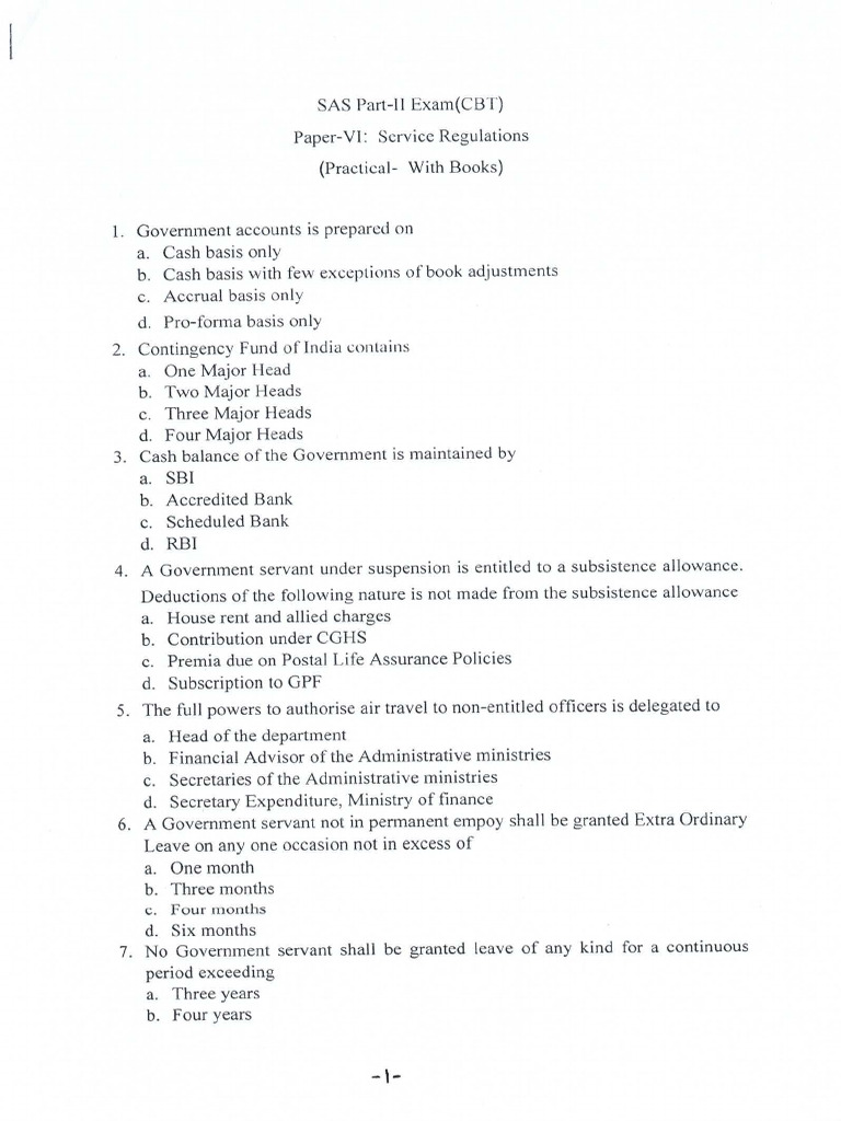 Sas Part-II Exam (SBT) | PDF