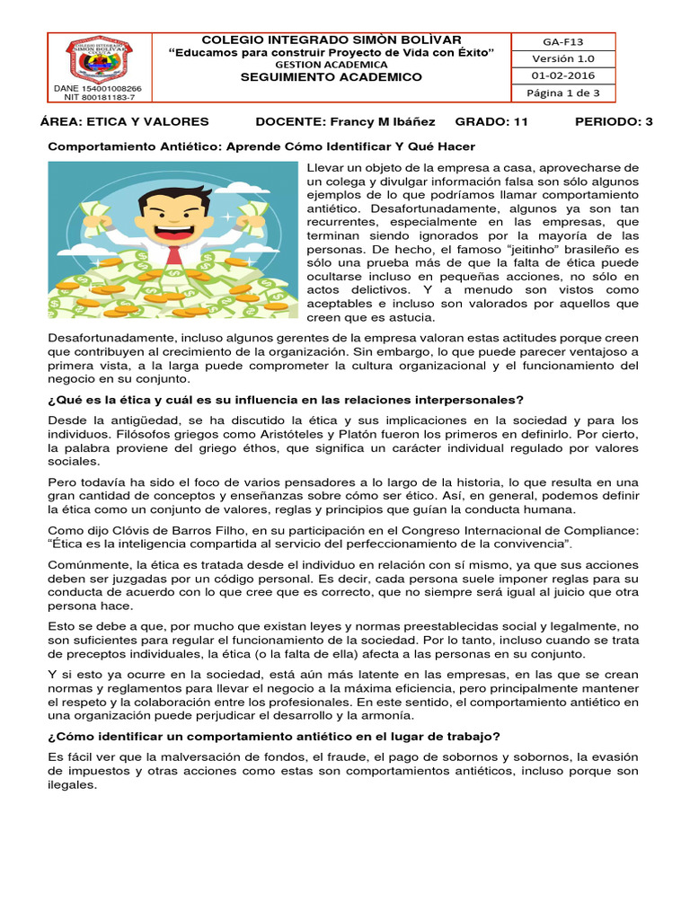 Etico y Antietico | PDF | Comportamiento | Business