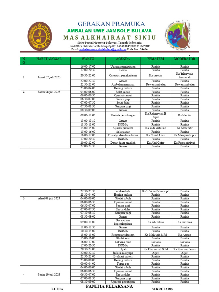 Pramuka Event Schedule | PDF