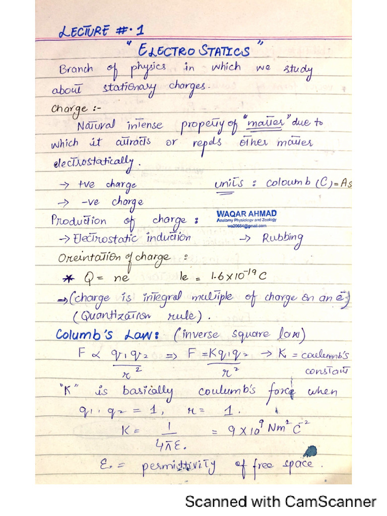Electrostatic - MDCAT Solutions. | PDF