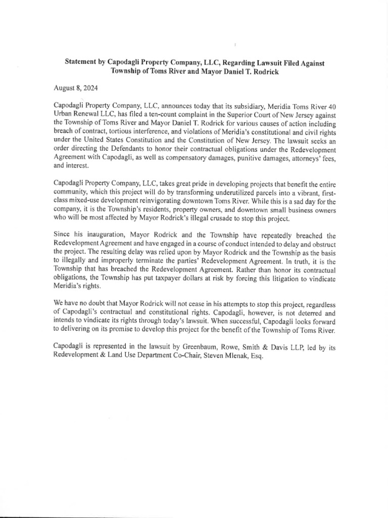 Capodagli Letter and Lawsuit | PDF