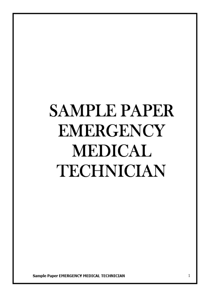 Sample Paper Emergency Medical Technician 1 | PDF | Burn | Blood