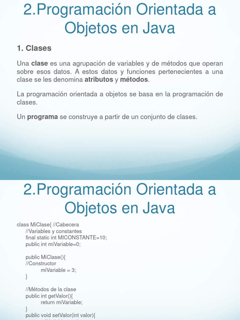 Programación Orientada a Objetos en Java | PDF | Objeto (informática) | Java (lenguaje de ...