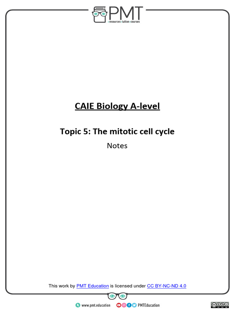 Topic 5 - The Mitotic Cell Cycle | PDF | Mitosis | Cell Cycle