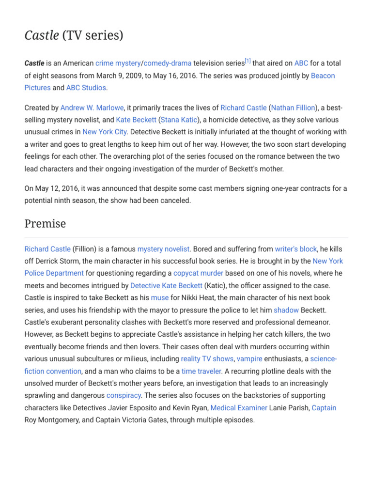 Castle (TV series) - Wikipedia | PDF