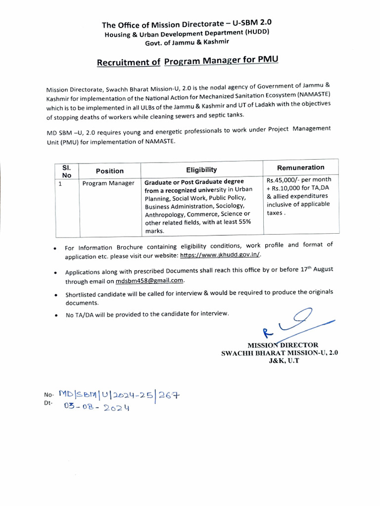 Project Manager Recruitment for NAMASTE | PDF | Identity Document ...