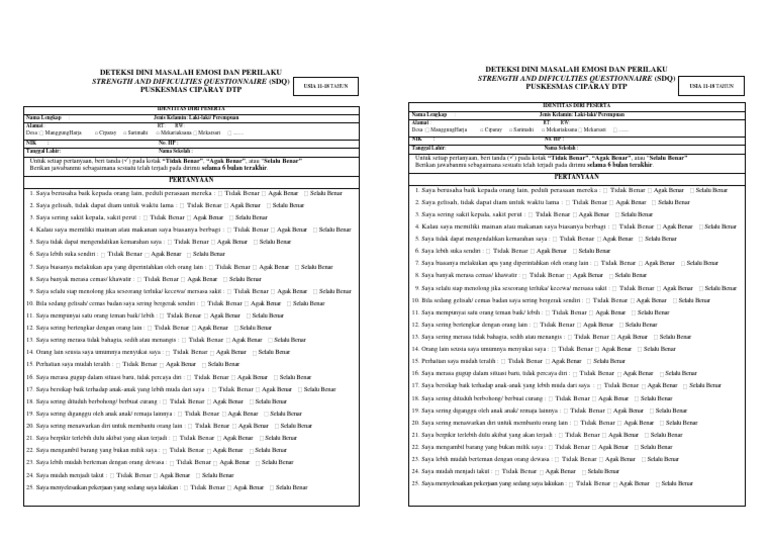 Form Skrining SDQ | PDF