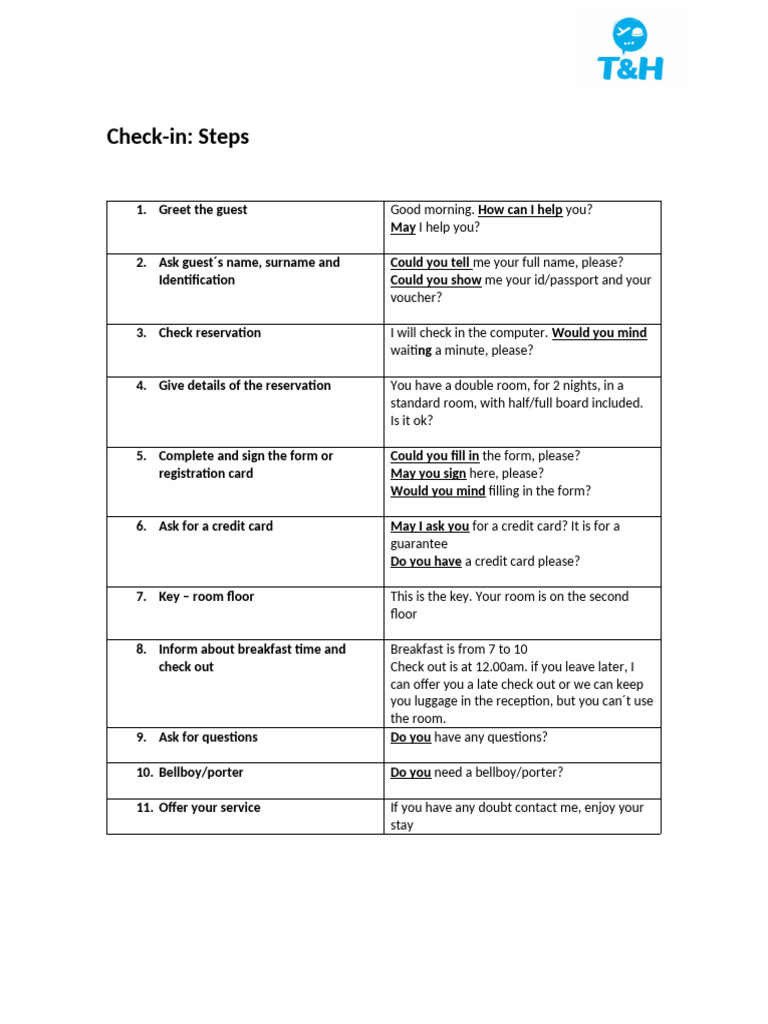 Check in Steps | PDF
