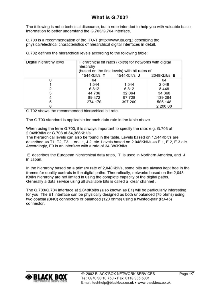 8527-g703explained | PDF | Bit Rate | Telecommunications Engineering