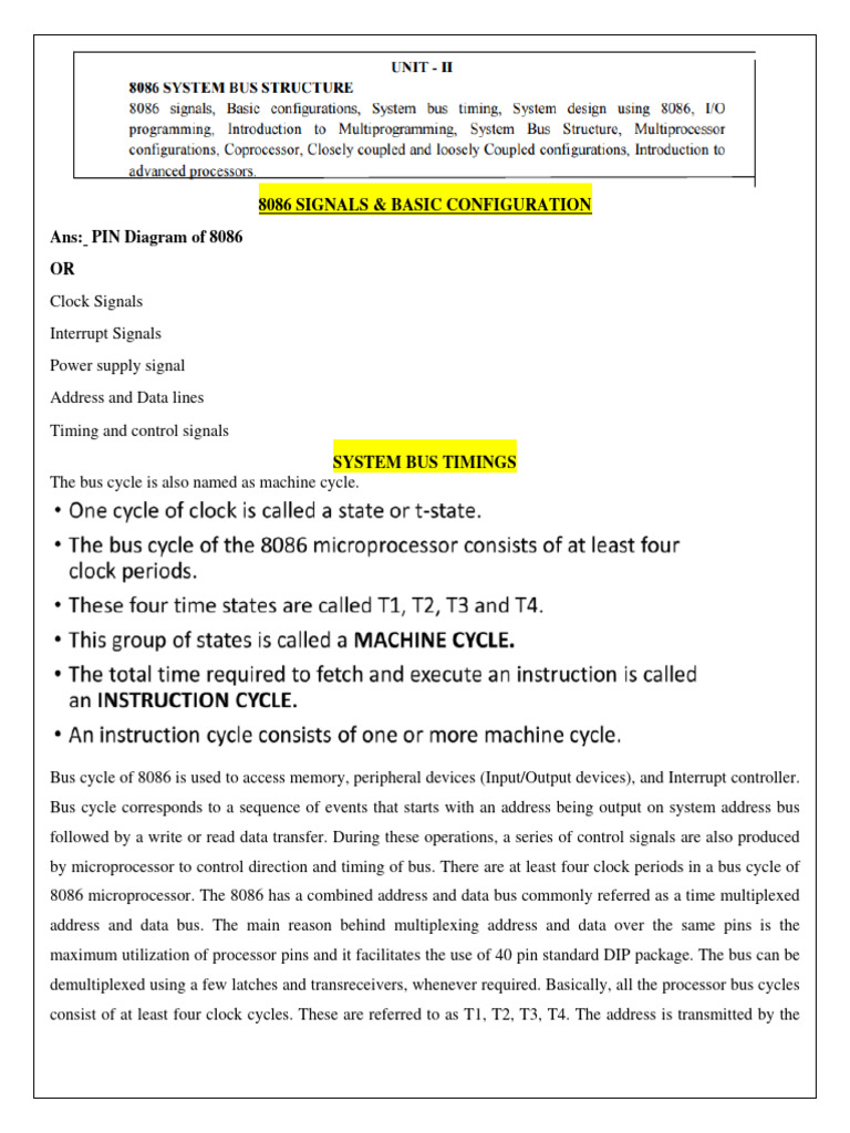 8086 Microprocessor Bus Cycle Overview | PDF | Central Processing Unit | Input/Output