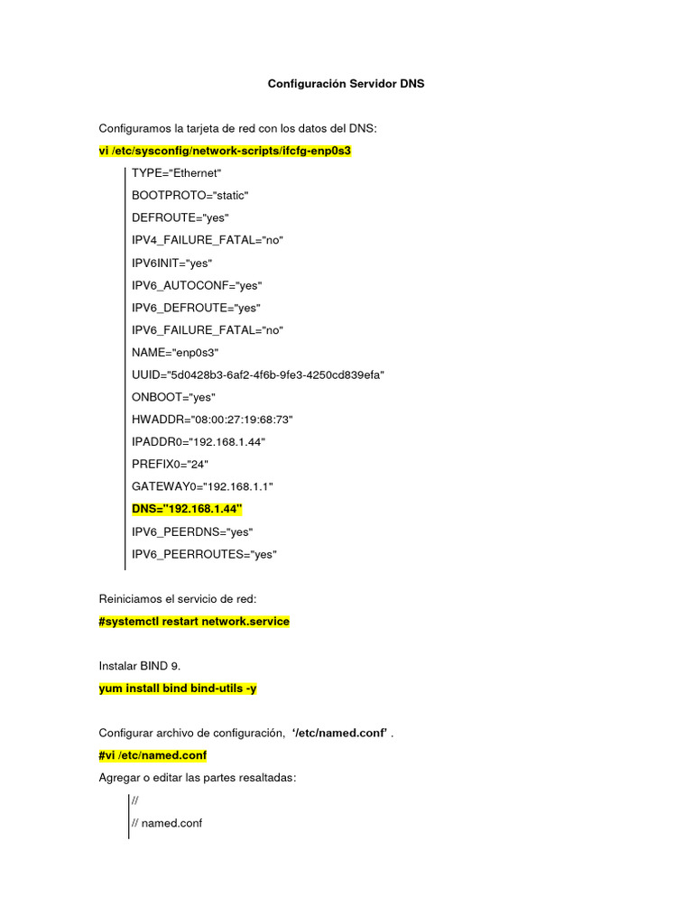 Configuración Servidor DNS | PDF | Domain Name System | Computing