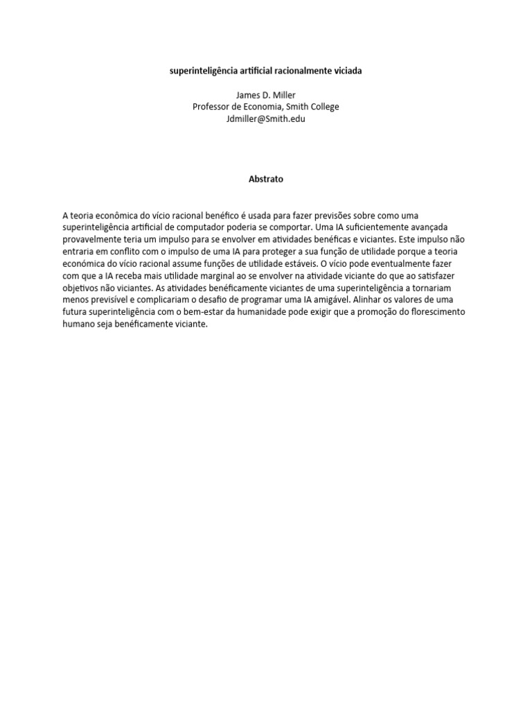 A Rationally Addicted Artificial Superin | PDF | Economia | Utilidade