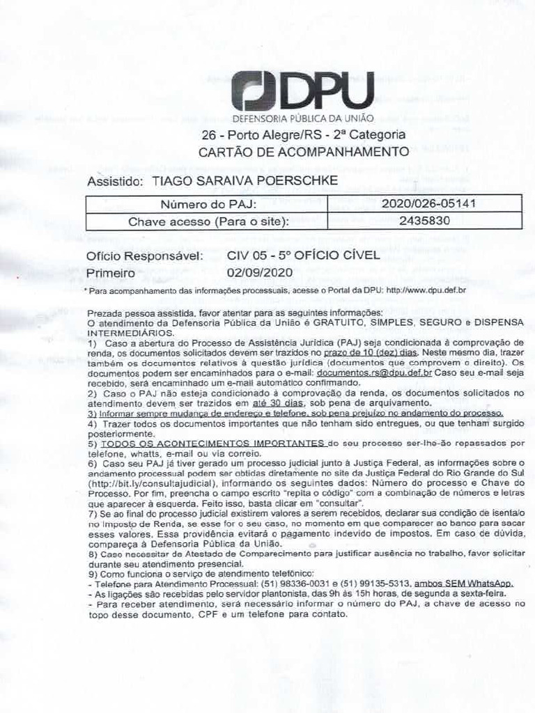 Atendimento DPU Porto Alegre | PDF