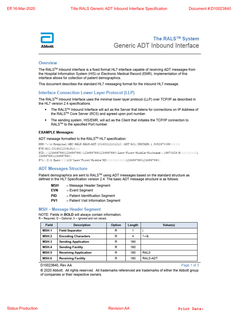 RALSTM ADT Inbound Interface Guide | PDF | Port (Computer Networking ...