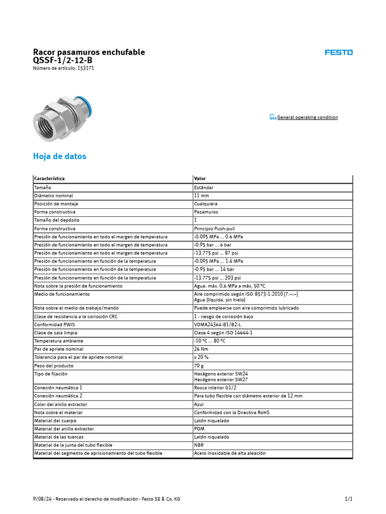 Datasheet | PDF | Presión | Materiales