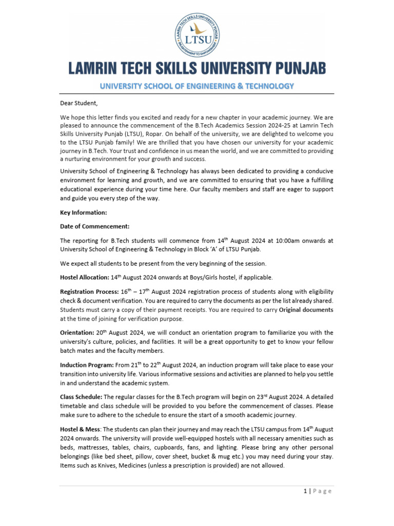 Letter of Commencement 2024 | PDF