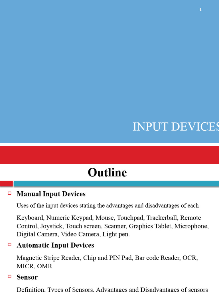 Comprehensive Guide to Input Devices | PDF | Optical Character ...