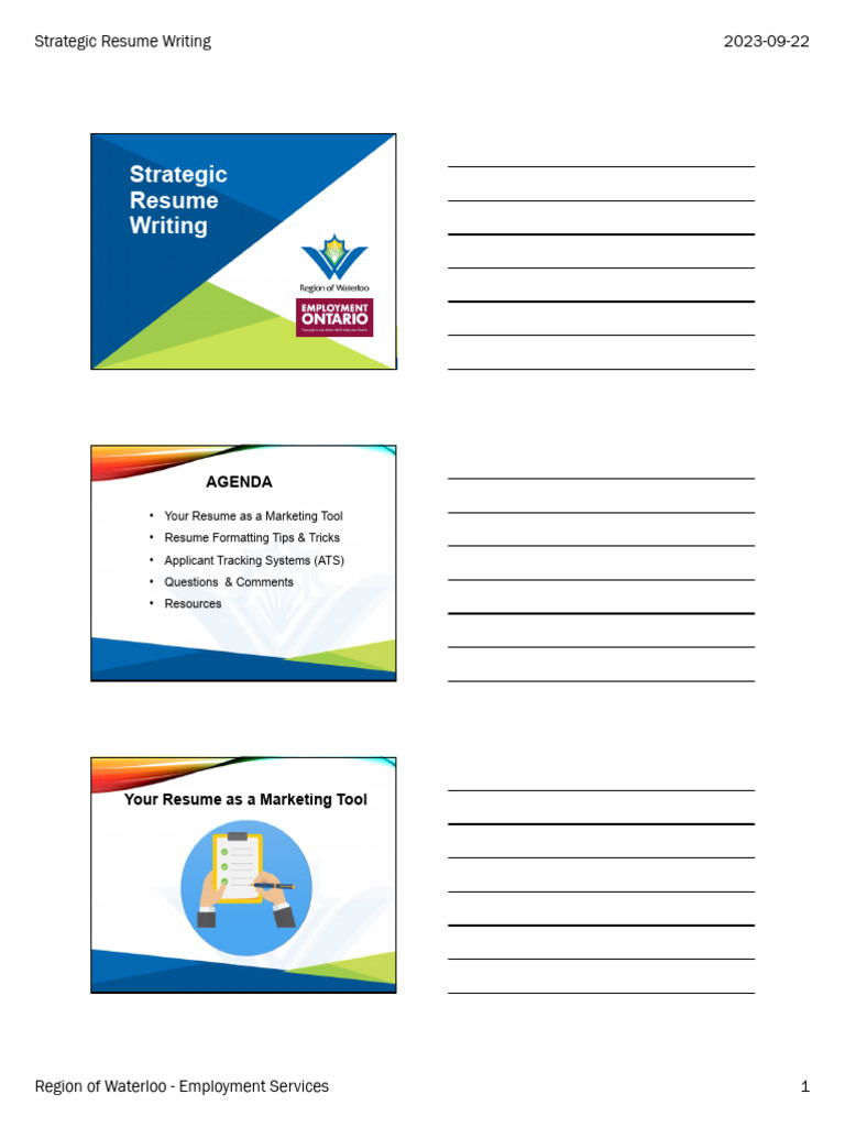 Strategic Resume Writing - Workshop Handout | PDF | Résumé