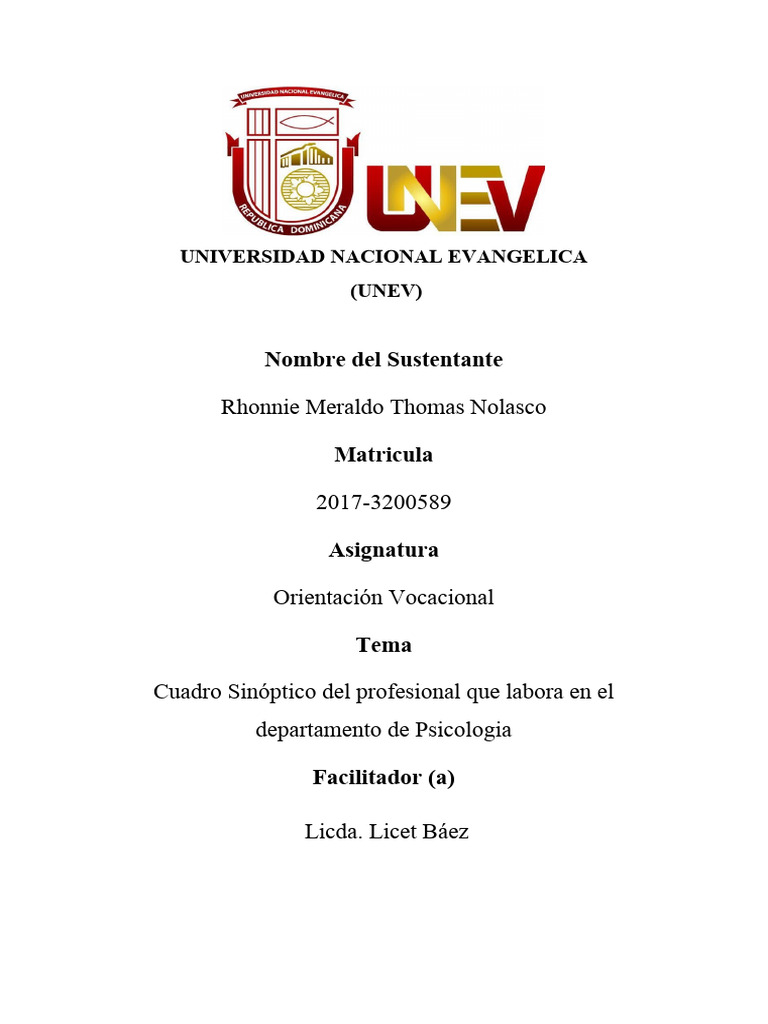 Cuadro Sinóptico Psicología UNEV | PDF