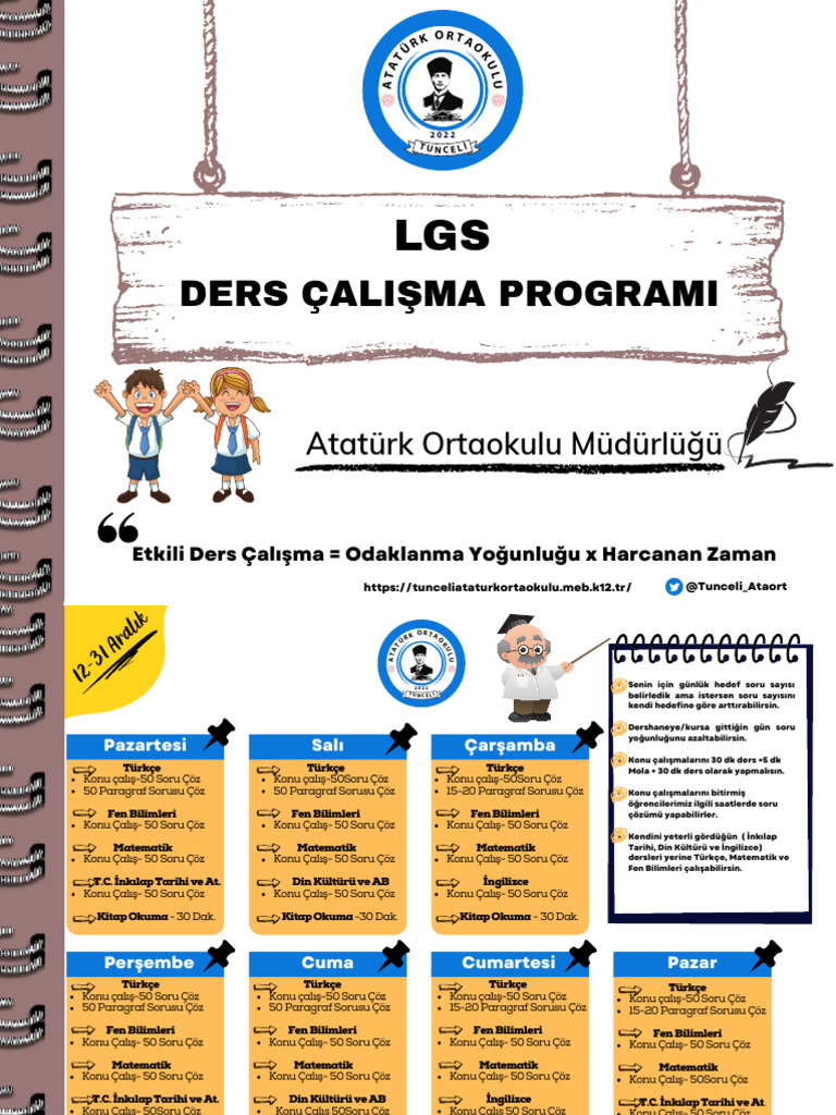 Lgs Ders Calisma Programi | PDF