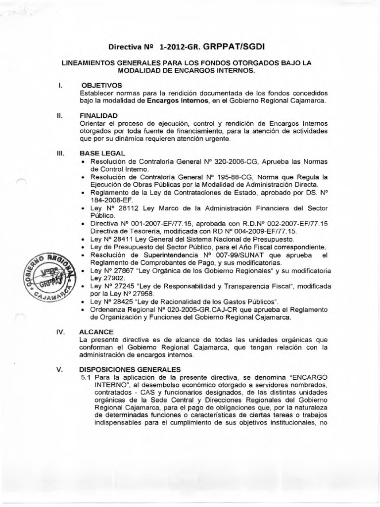 Directiva 01 2012 GR Crppat Sgdi | PDF