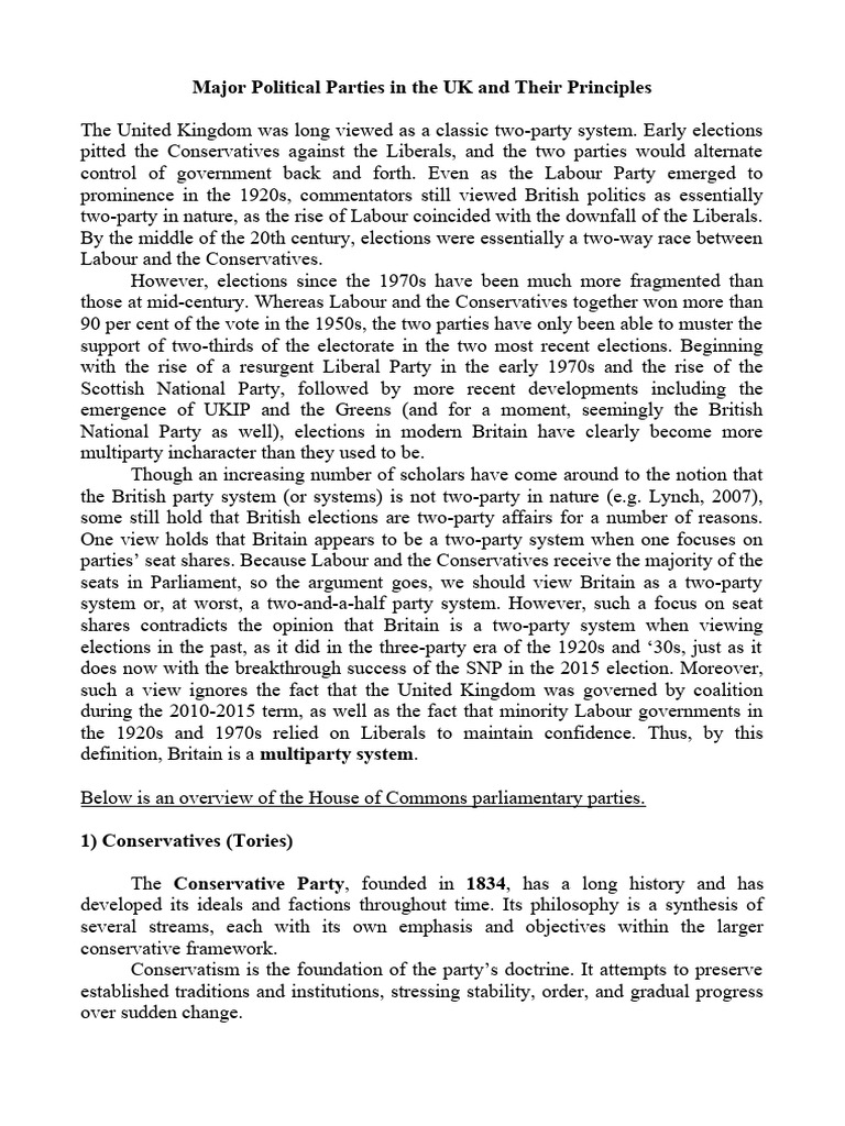 UK Political Parties Overview and Principles | PDF | Social Democracy ...