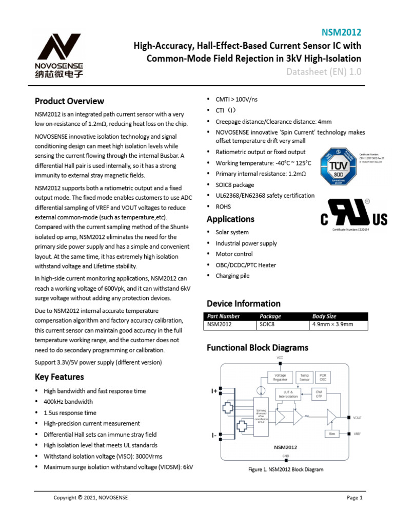 NSM2012 Datasheet V1.0 EN | PDF | Power Supply | Insulator (Electricity)
