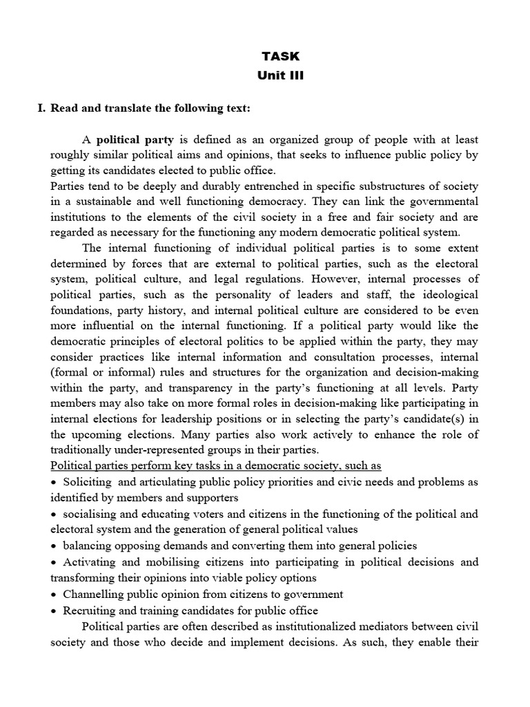 TASK Unit III | PDF | Right Wing Politics | Political Parties