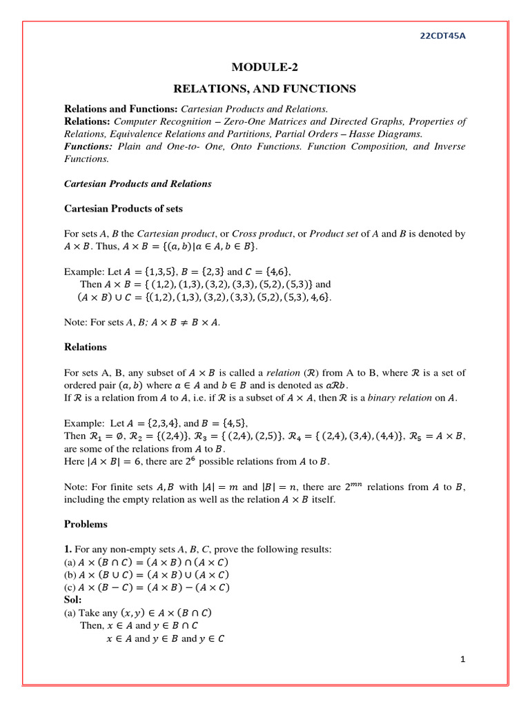 Relations and Functions Overview | PDF | Function (Mathematics ...