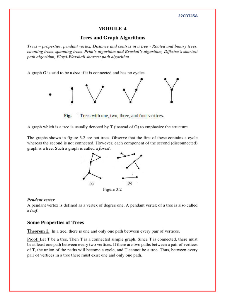 MODULE-4 - Trees and Graph Algorithm | PDF | Vertex (Graph Theory) | Graph Theory