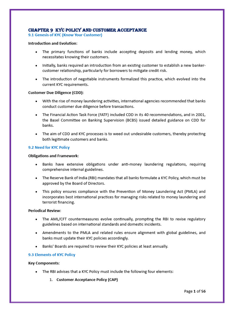 Chapter 9-14 Kyc Portion Gist Materials SDN | PDF | Banks | Identity Document