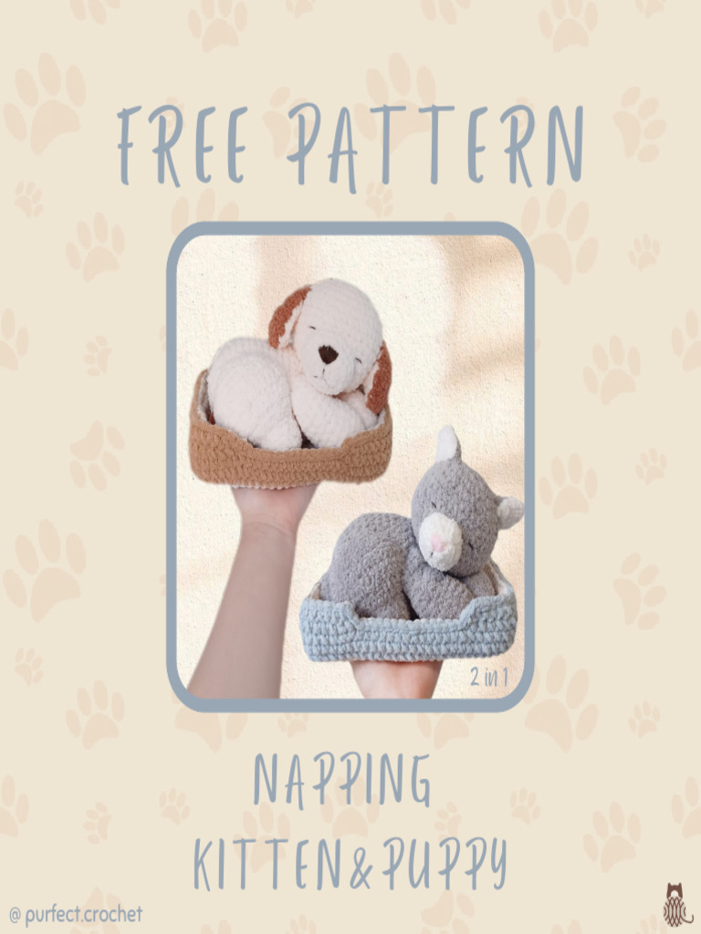 Napping kitten & puppy free pattern | PDF | Crochet | Crafts