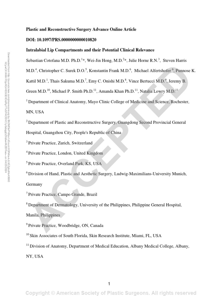 Intralabial Lip Compartments and Their Potential Clinical Relevance ...