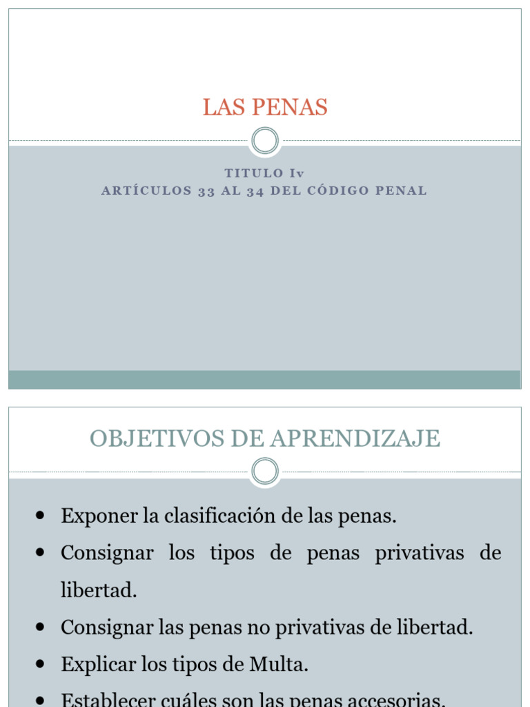 04 Título IV. Capítulo I. Clases y Efectos de Las Penas. | PDF | Castigos | Prisión