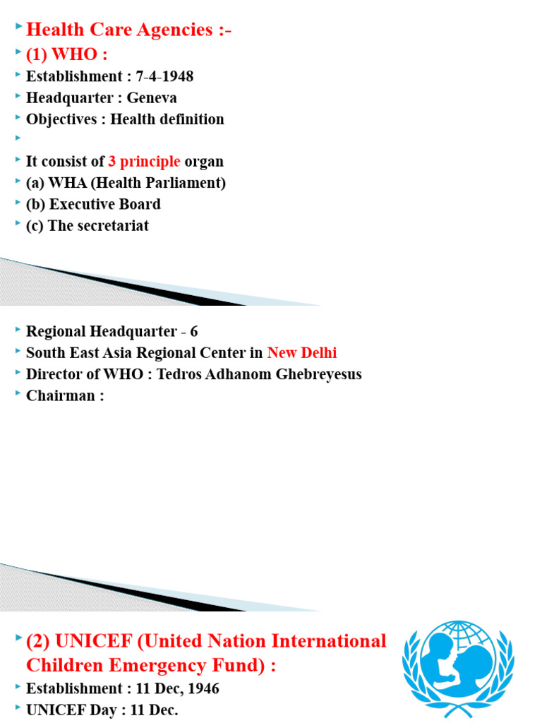 Overview of Global Health Agencies | PDF | Sustainability