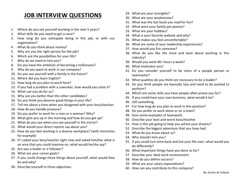 Job Interview Questions PDF | PDF | Job Interview | Organizational Behavior