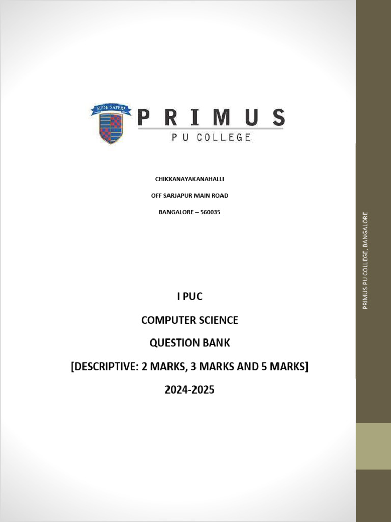 Question Bank I Puc Computer Science 2024-25-4 | PDF | Internet Of ...