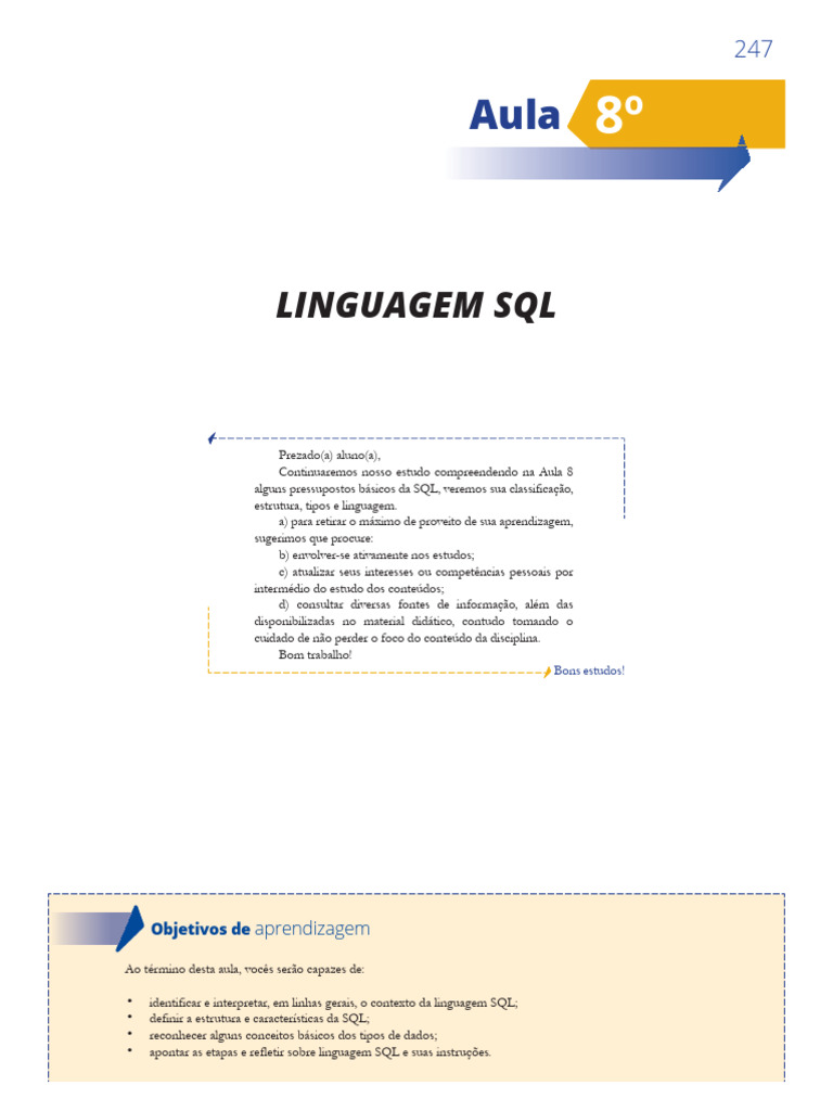 8 - Linguagem SQL | PDF | SQL | Linguagem de programação