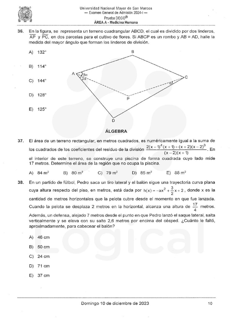 ADMISION SAN MARCOS MEDICINA HUMANA 2024 - I - Page-0012 | PDF