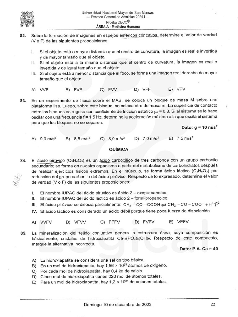 ADMISION SAN MARCOS MEDICINA HUMANA 2024 - I - Page-0024 | PDF