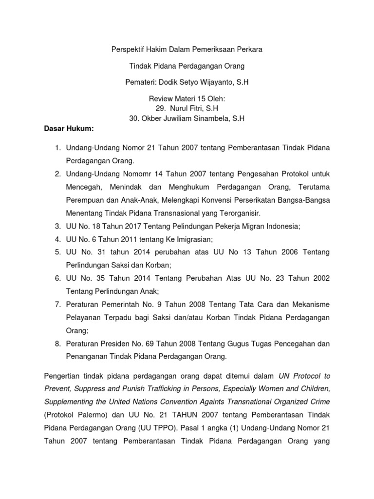 Perspektif Hakim pada Kasus TPPO | PDF | Ilmu Sosial