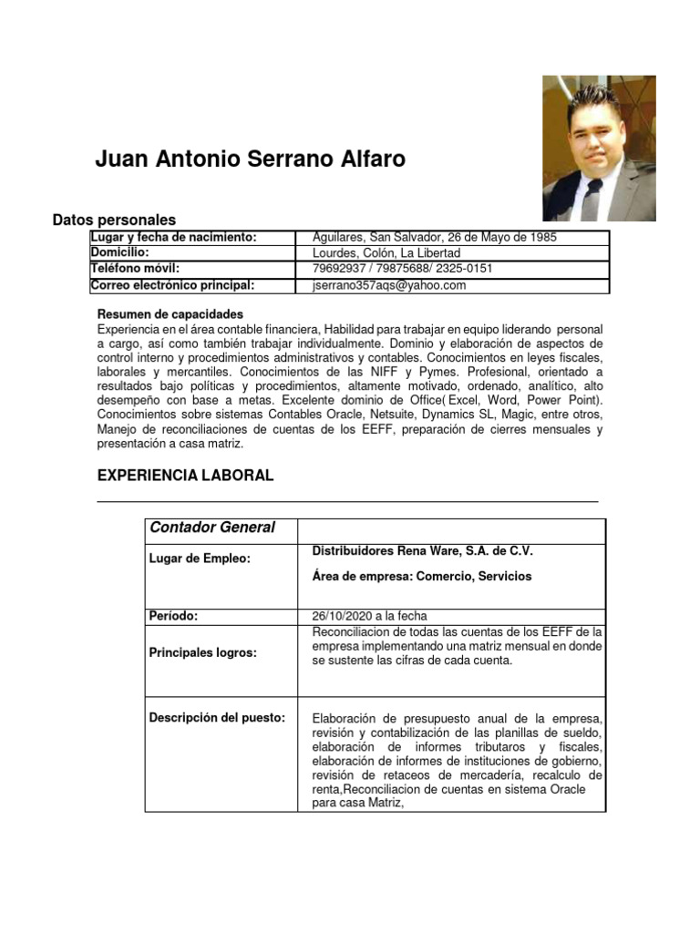 Curriculum JS L | PDF | Contabilidad | Contador