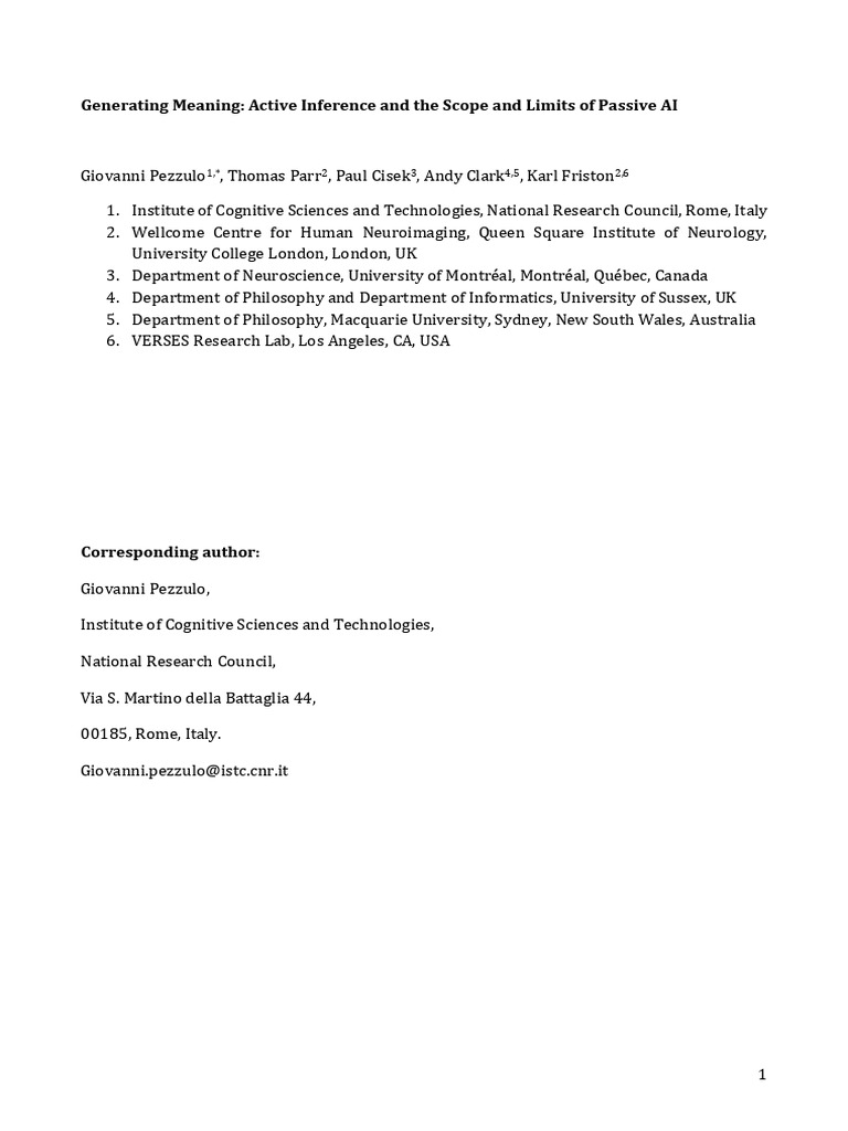 Generating Meaning: Active Inference and The Scope and Limits of ...